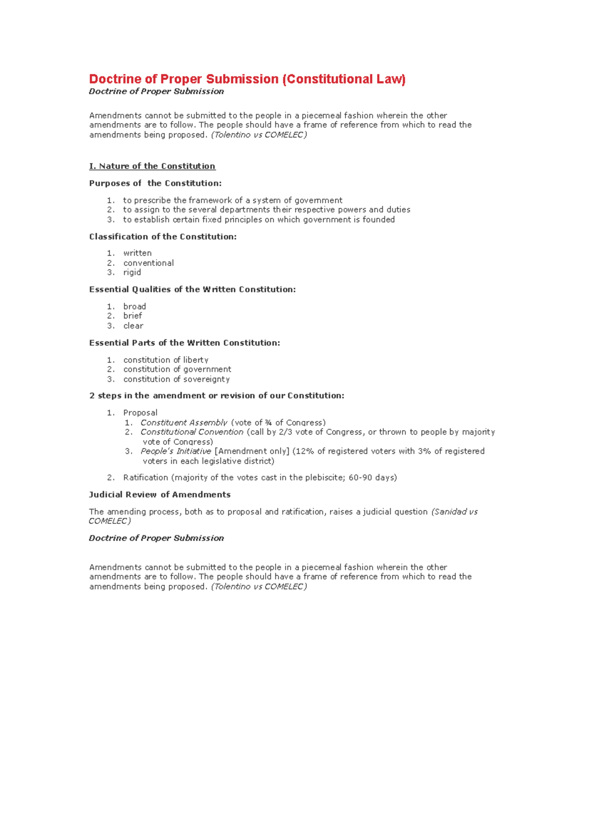 Doctrine of Proper Submission: Constitutional Law Overview (CL 101 ...
