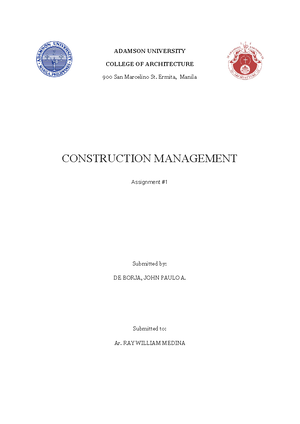 Prelim Reviewer CMPM - CONSTRUCTION METHODS AND PROJECT MANAGEMENT (CMPM) – Prelim/Quiz Reviewer ...