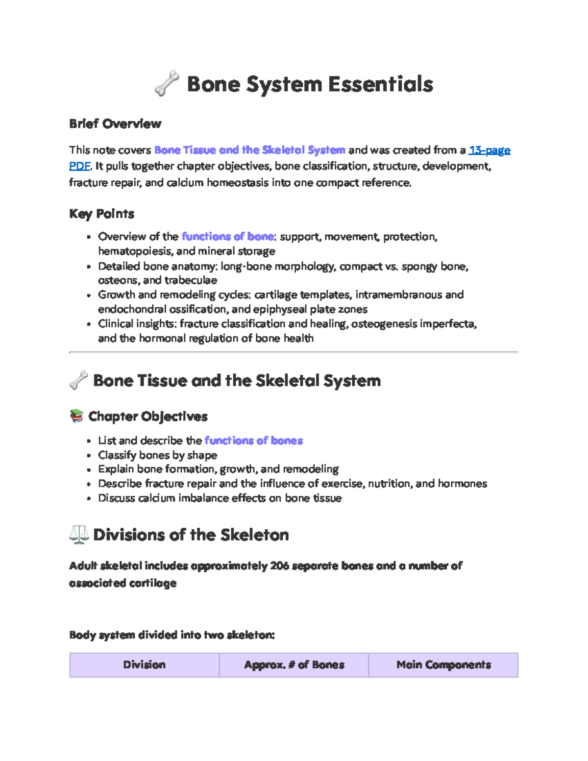 Bone System Essentials: Overview and Functions - Studocu