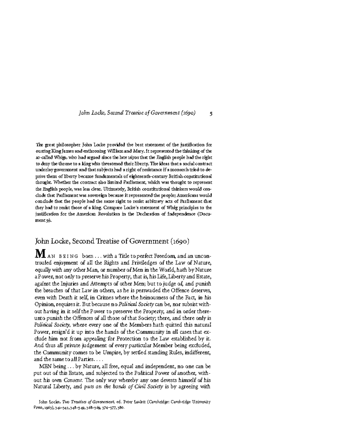 John Locke's Second Treatise of Government (1690) - Core Concepts ...
