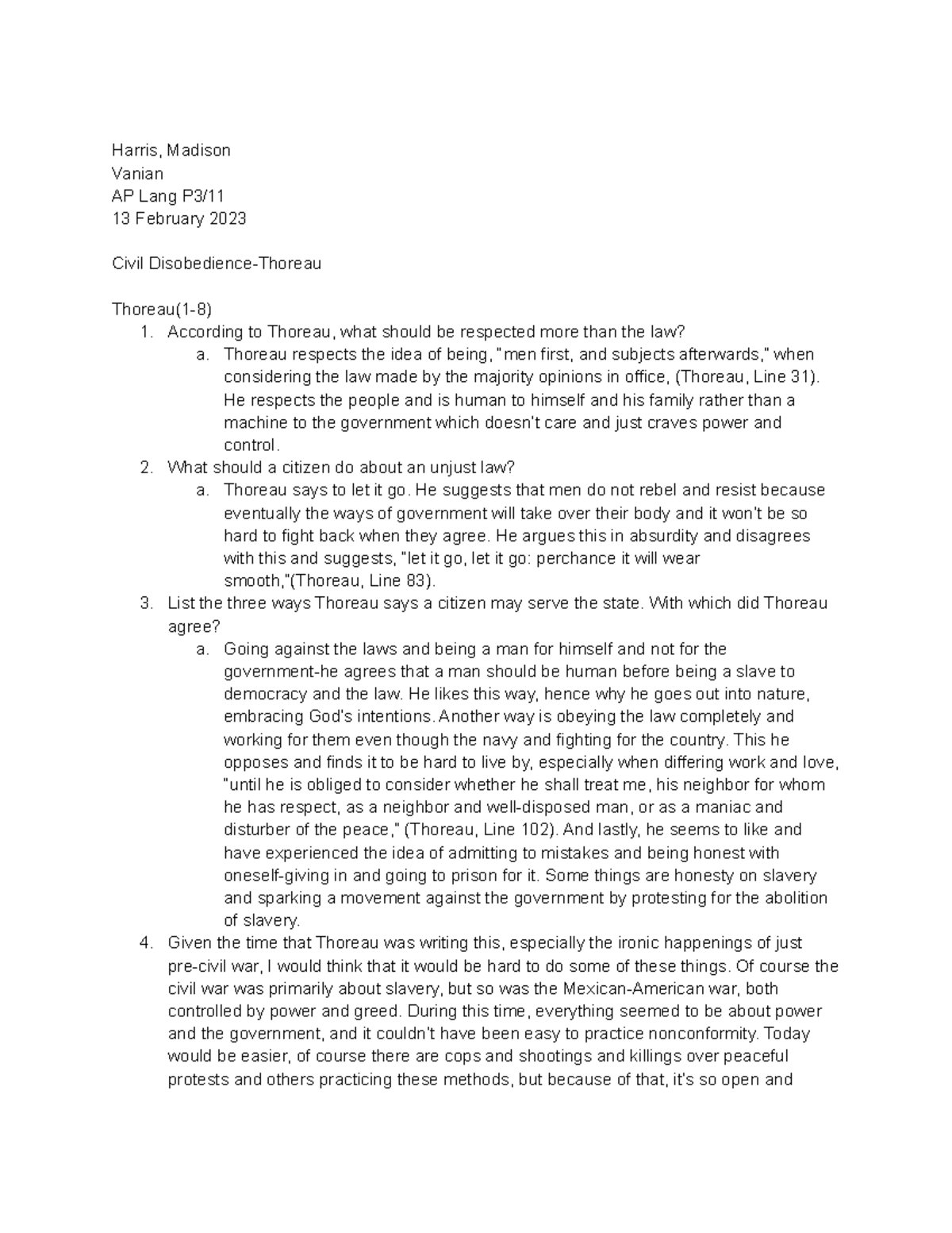 AP Lang P3: Civil Disobedience - Analysis of Thoreau and Gandhi's ...