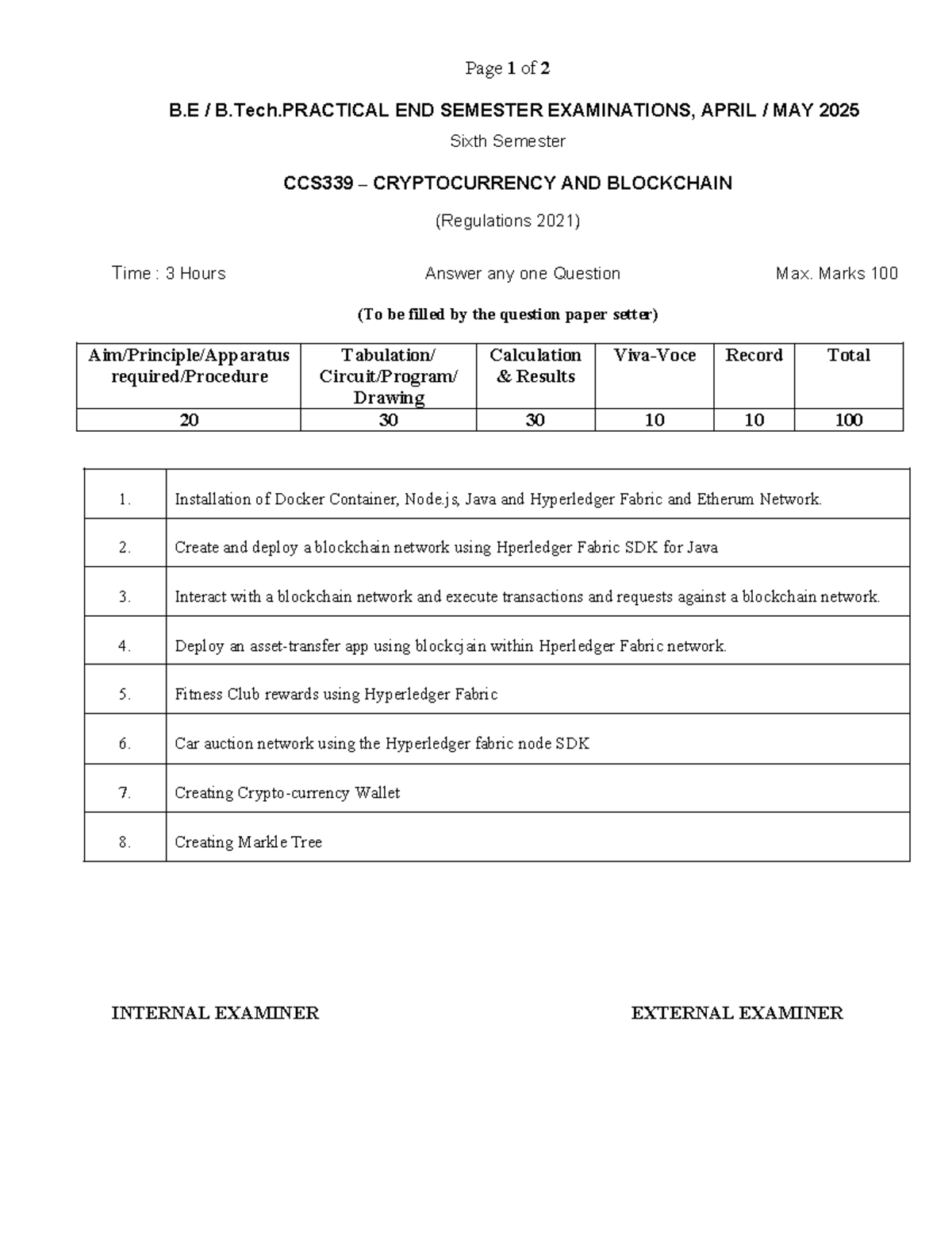 CCS339 Practical Exam Questions for Cryptocurrency & Blockchain - Studocu