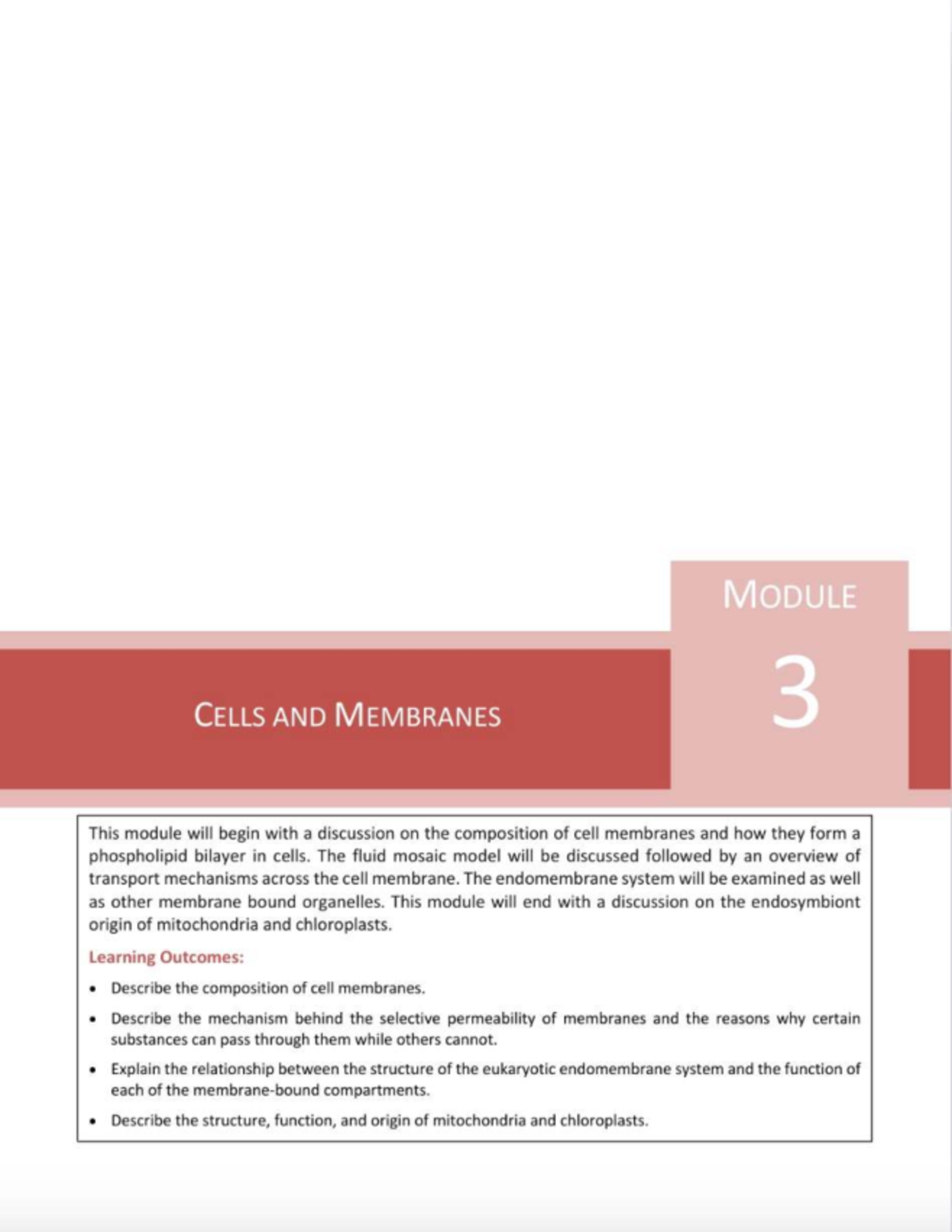 Biol 130 Module 3: Cells and Membranes Overview and Key Concepts - Studocu