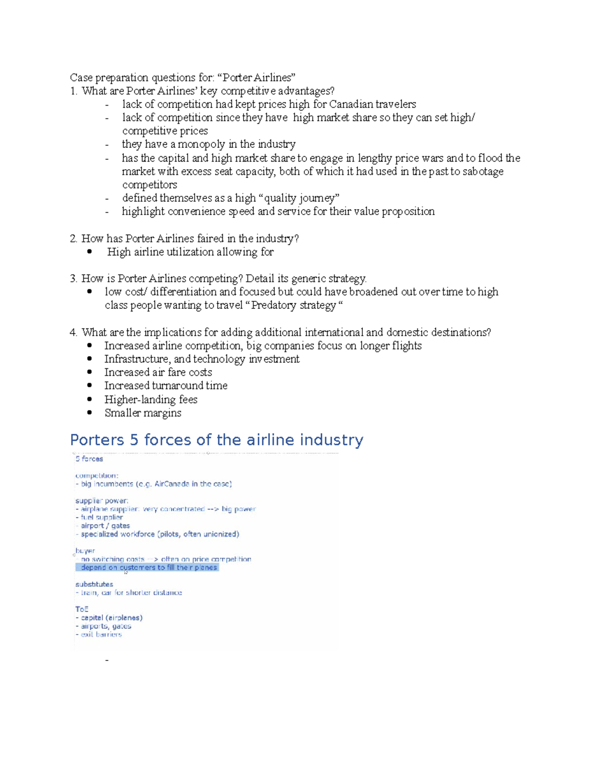 Porter Airlines Case Study Notes: Competitive Advantages & Strategies ...