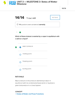 Unit 2 Milestone Chemical Reactions and Energy - 1 CONCEPT Applications ...