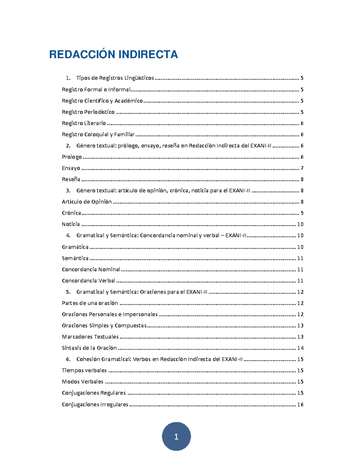 Redacción Indirecta y Tipos de Registros Lingüísticos - EXANI-II - Studocu