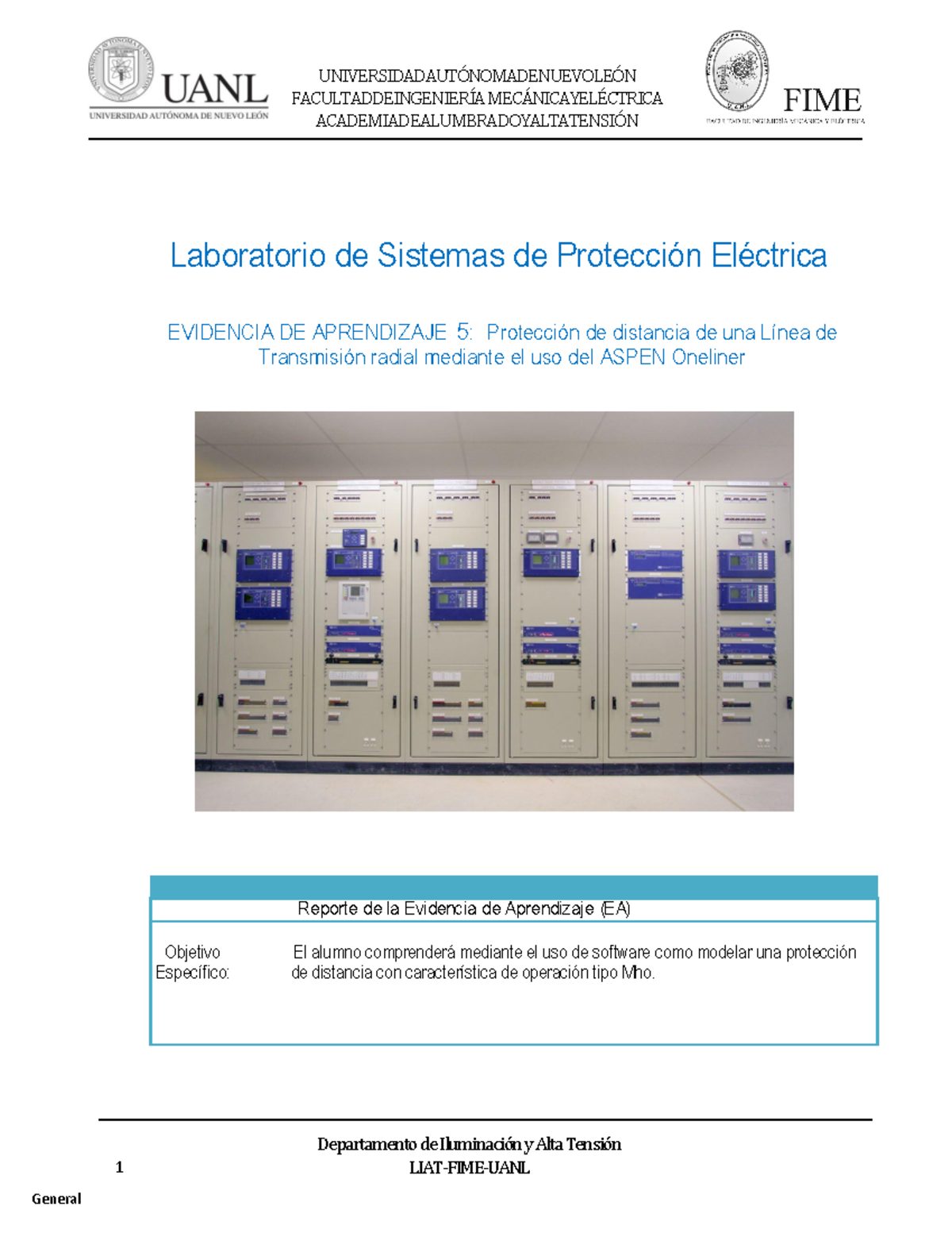 EA 5: Protección de Distancia de una Línea Radial con ASPEN Oneliner ...