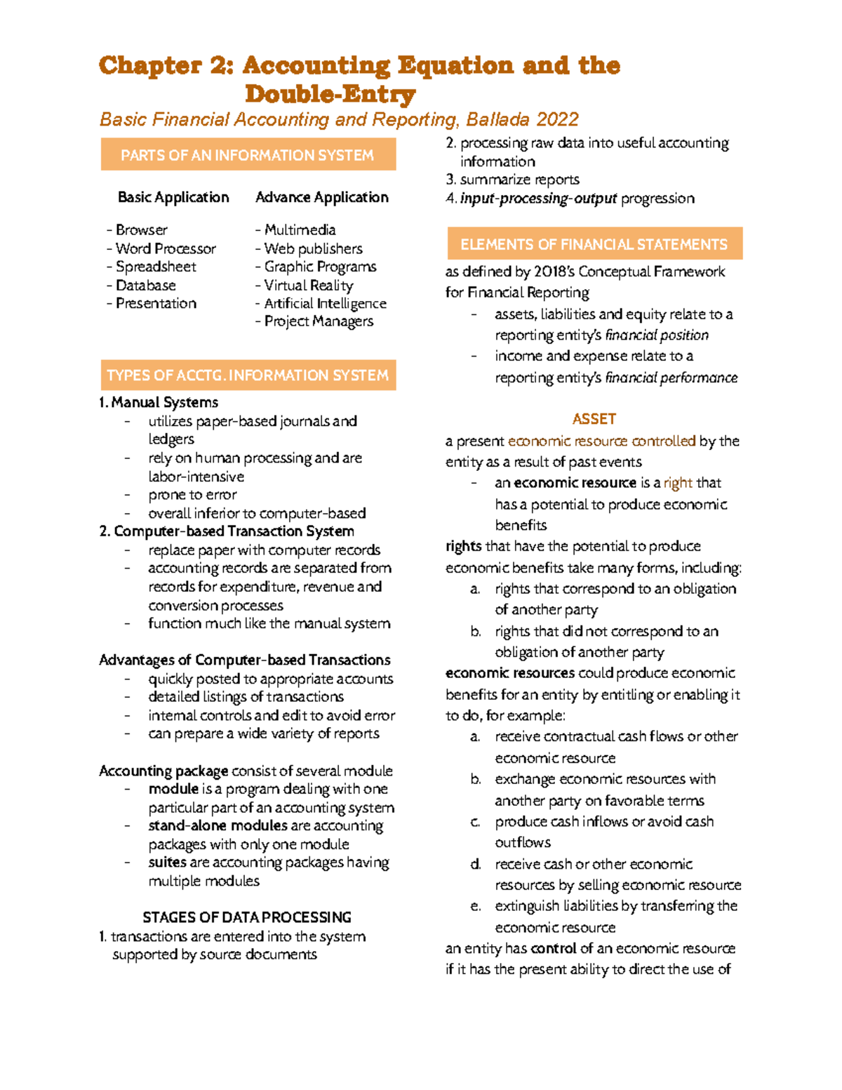 Chapter 2: Accounting Equation & Basic Financial Reporting (ACCT 2025 ...