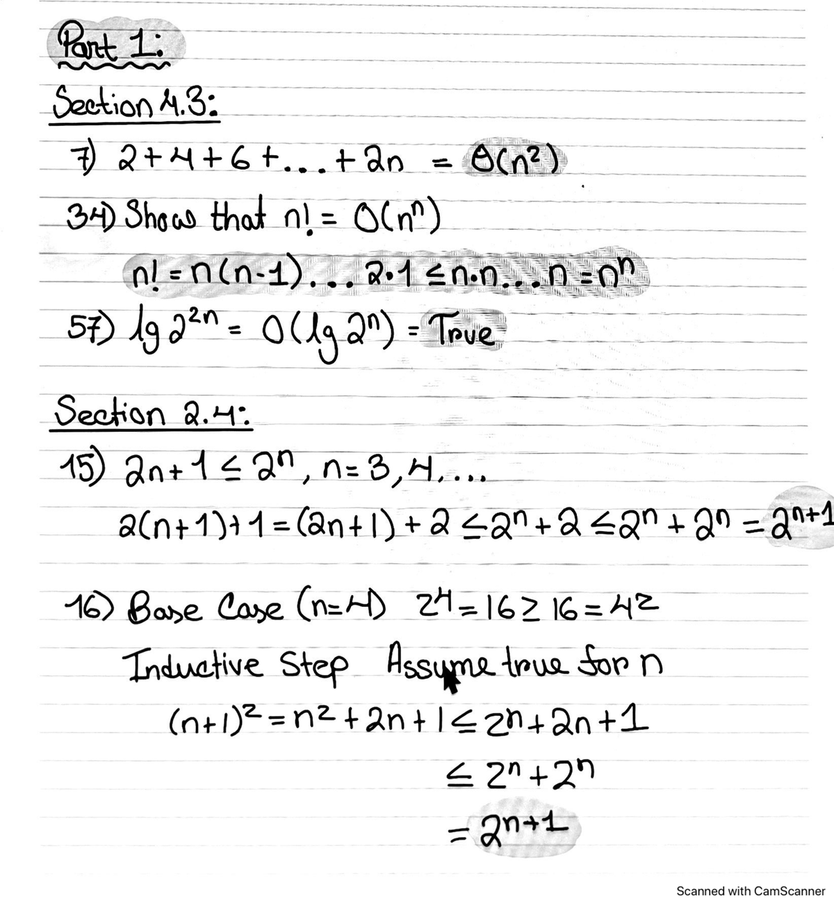 CS241 HW 12 - Practice HW #12 - Part 1: Section 4: 7) 2n O(n2) 34) Show ...