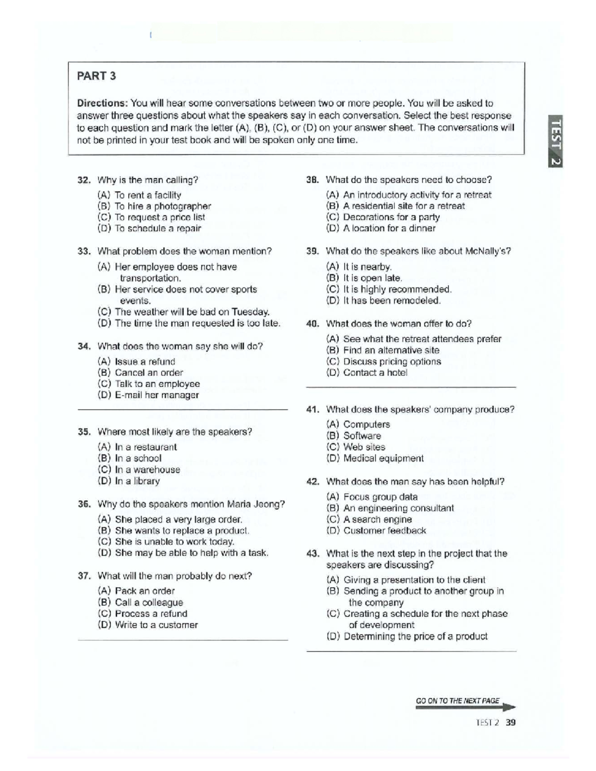 Listening Comprehension Practice: TEST 2 Questions & Answers - Studocu