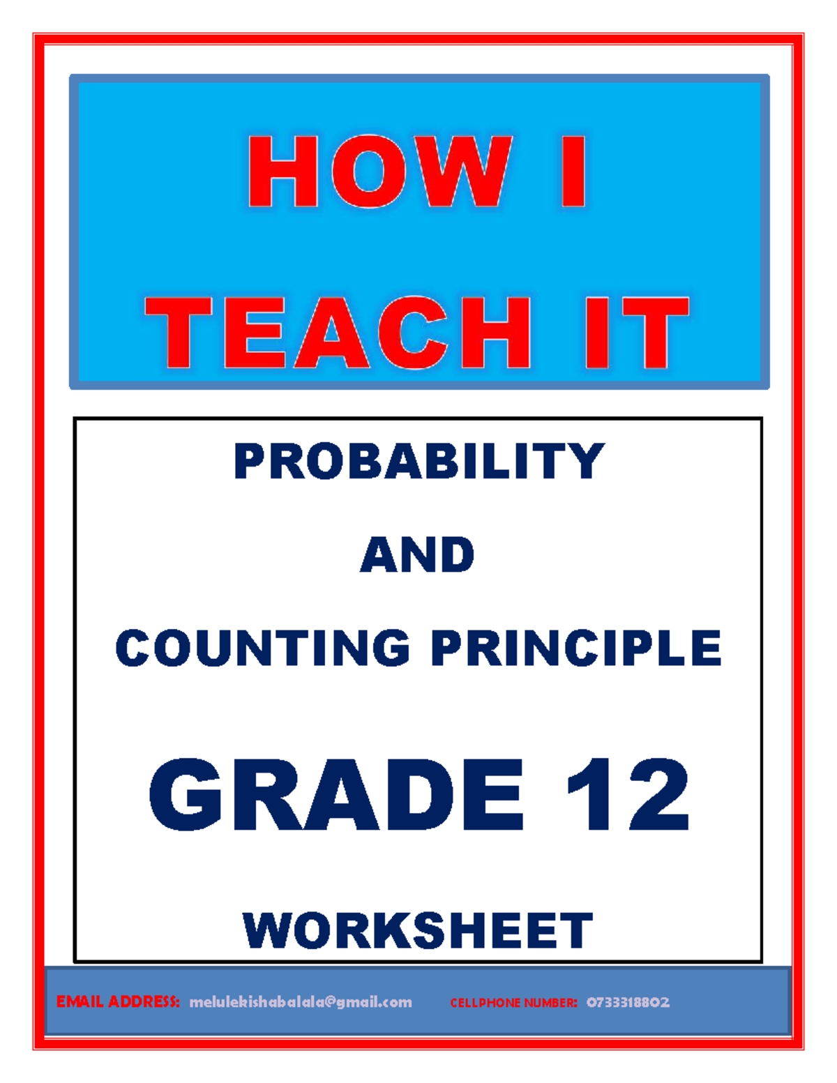 Grade 12 Probability and Counting Principles Worksheet (Final Exam) - Studocu