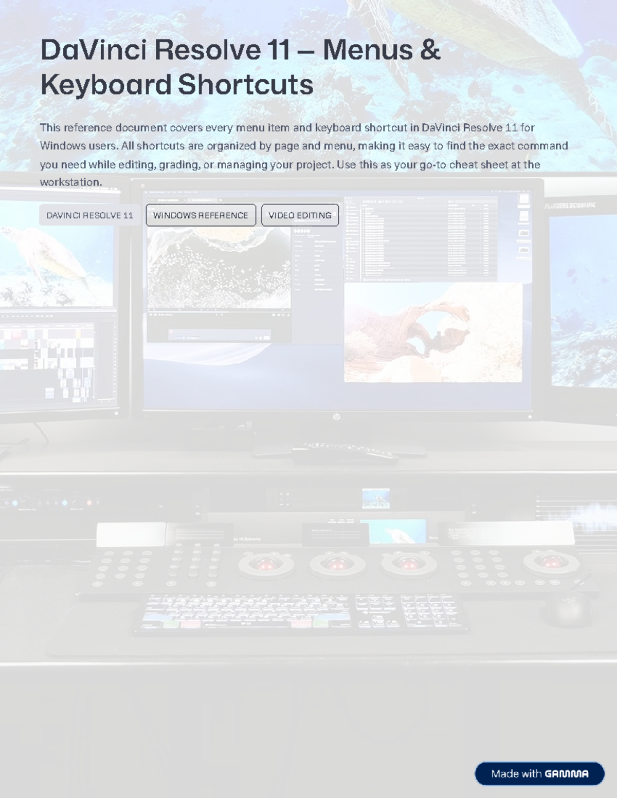 DaVinci Resolve 11: Comprehensive Menus & Keyboard Shortcuts Guide ...
