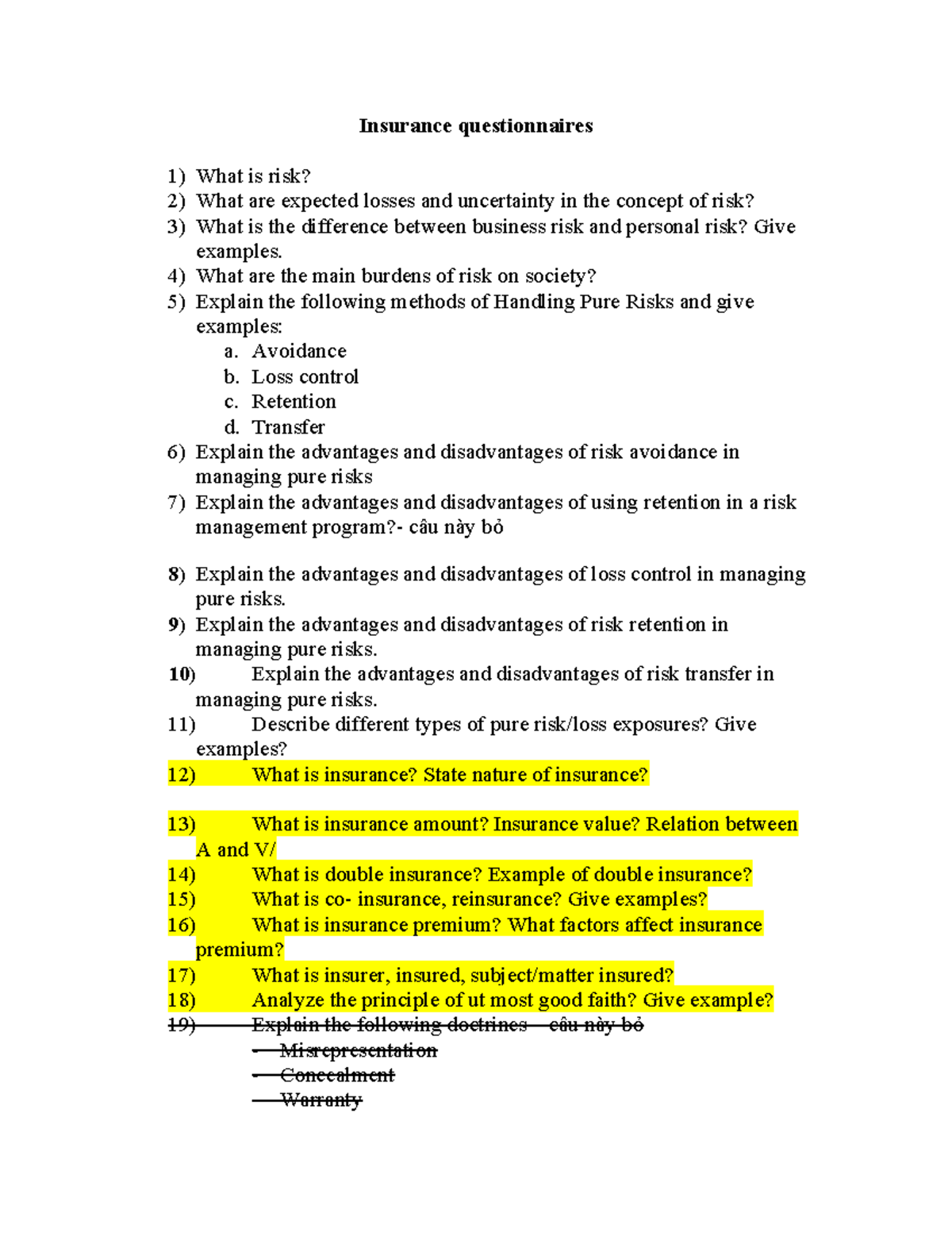 Insurance Questionnaires: Understanding Risk and Marine Insurance ...