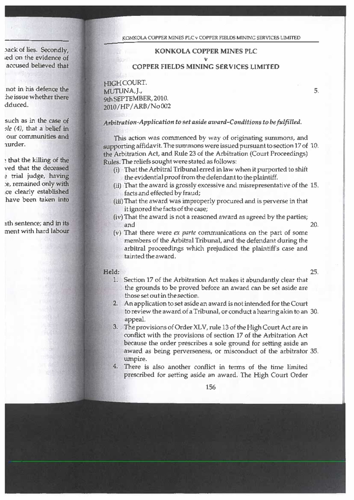 KONKOLA COPPER MINES PLC V COPPER FIELDS MINING SERVICES LTD ...