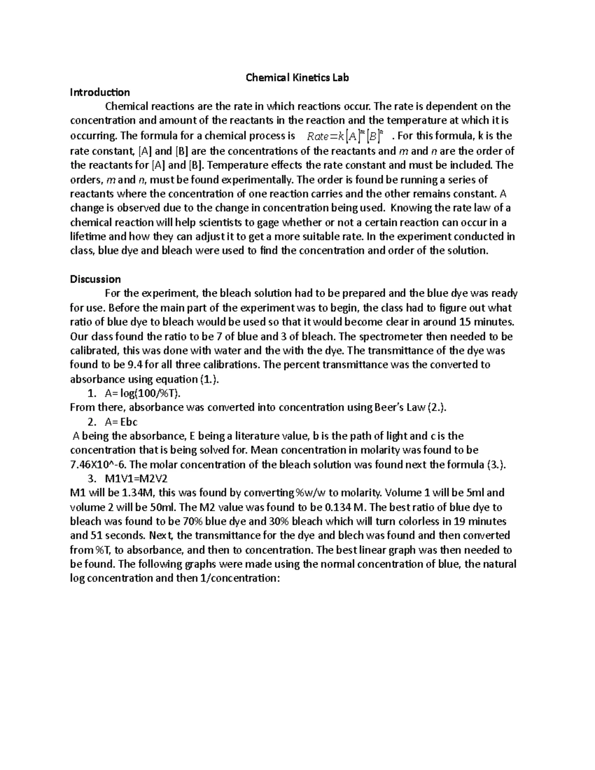 Graphing Lab Report - Graphing Techniques Introduction: Graphs have ...