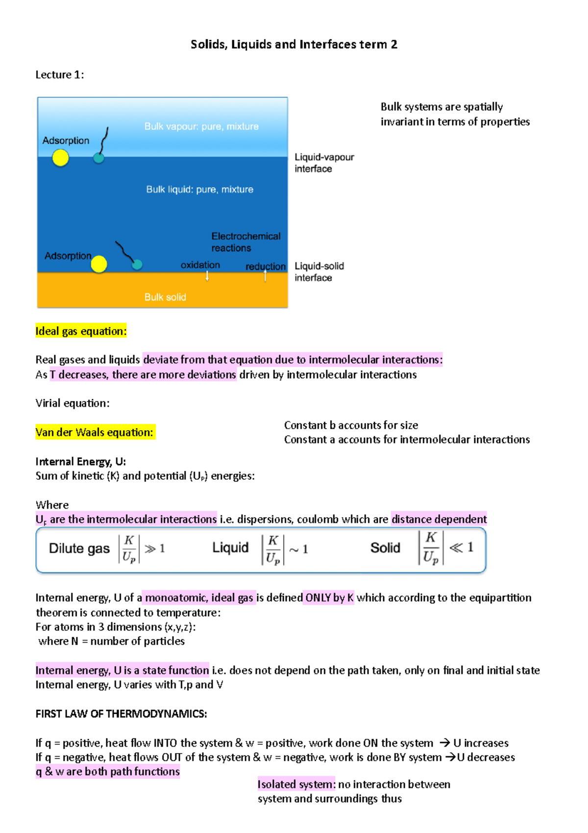 Solids Liquids Interfaces - Solids, Liquids and Interfaces term 2 ...
