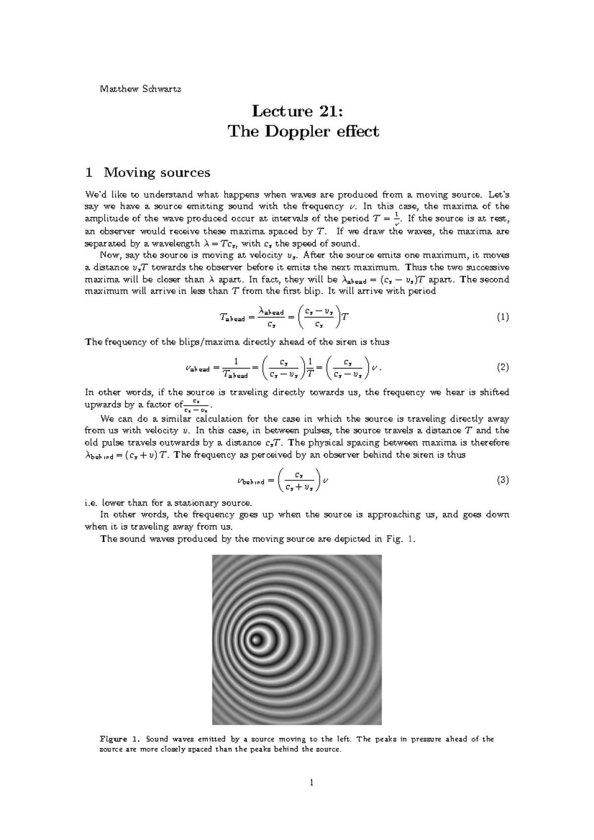 Lecture 21-doppler - Notes on doppler effect - Matthew Schwartz Lecture ...