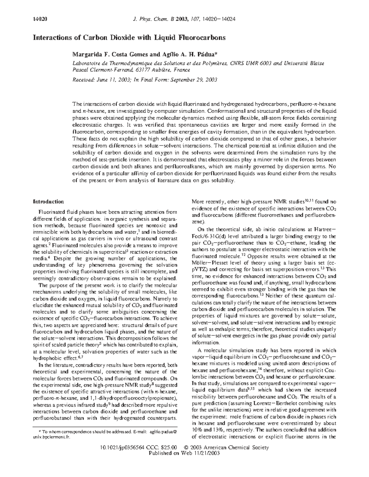Interactions of CO2 with Liquid Fluorocarbons: Insights from ...