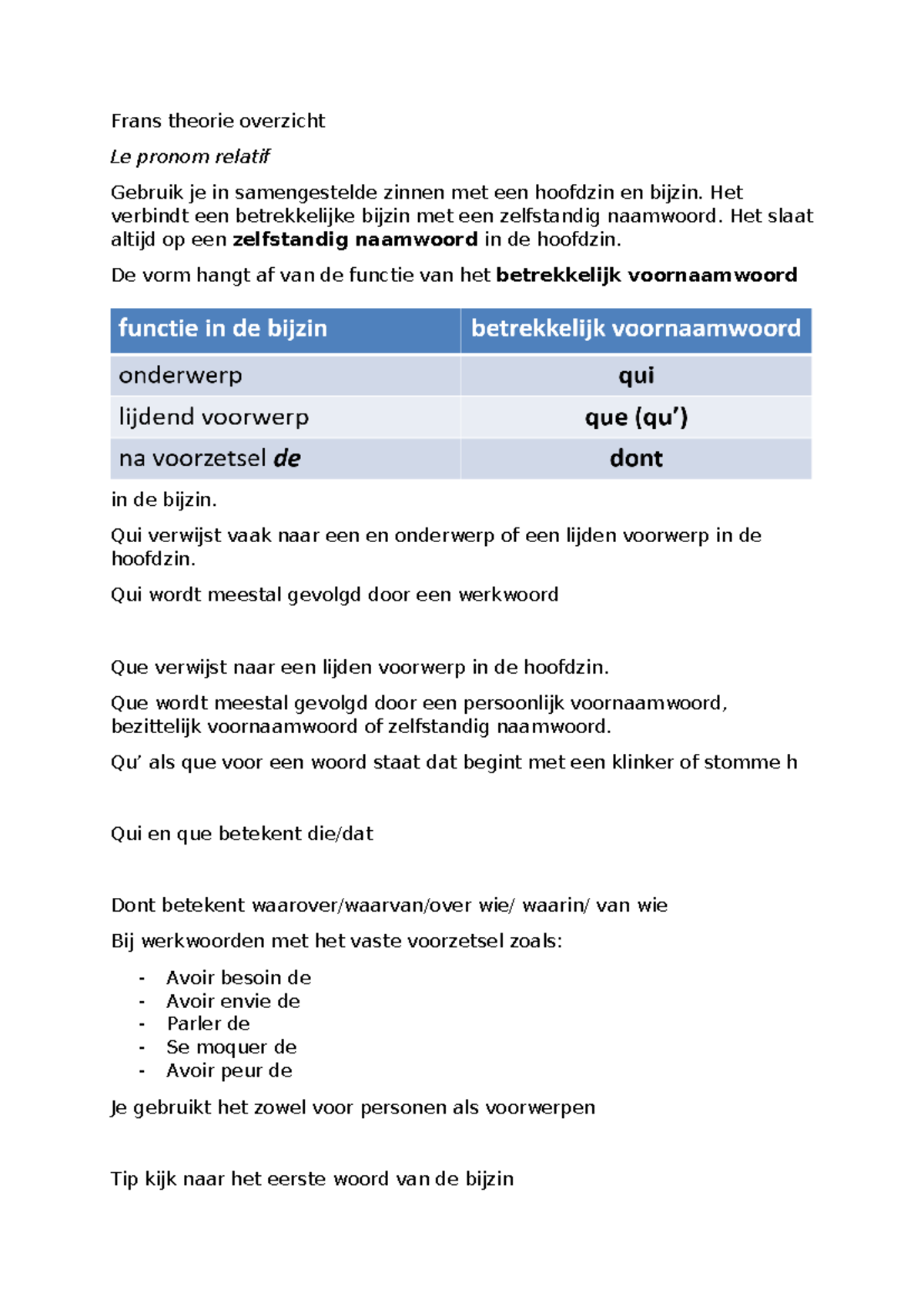 Frans Theorie VWO 5 Hoofdstuk 1: Het Gebruik van Relatieve ...