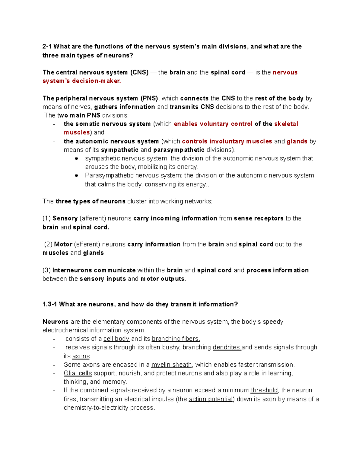 Functions and Structures of the Nervous System: A Comprehensive Overview - 2-1 What are the ...