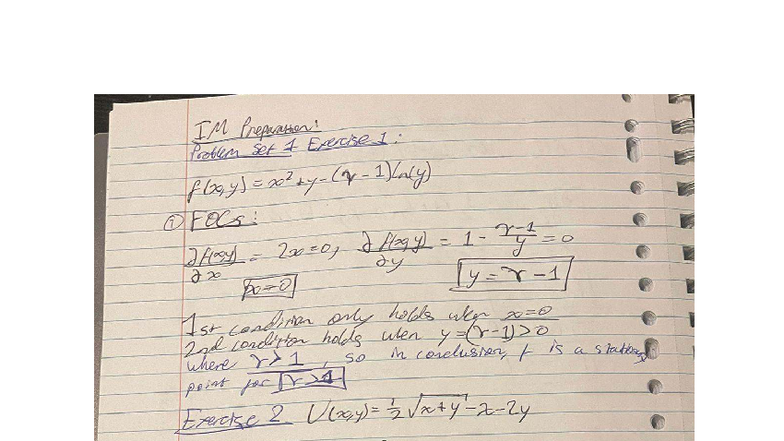 IM 2023: Intermediate Mathematics Problem Set 1 Solutions - Studeersnel