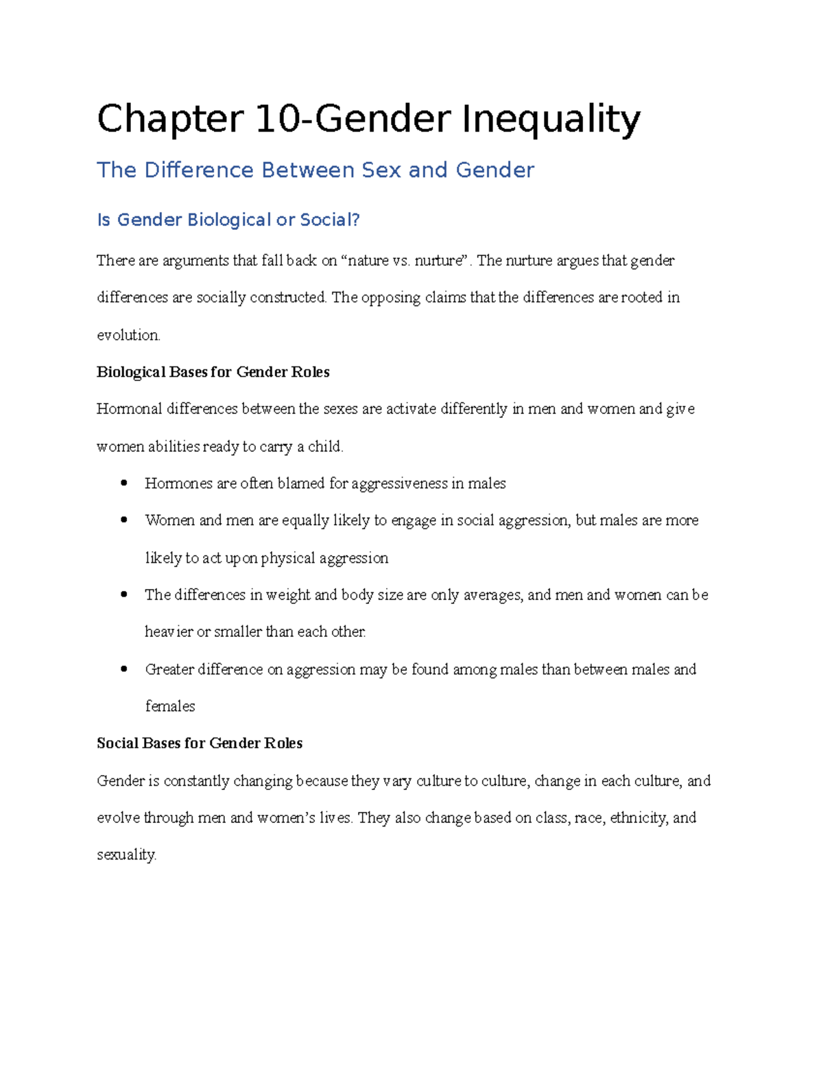Chapter 10 - Lecture notes - Chapter 10-Gender Inequality The ...