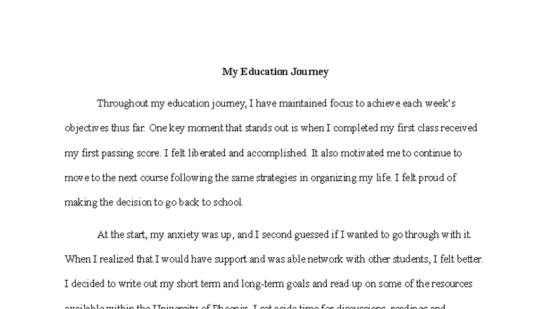 EDU 101: My Education Journey - Week 4 Reflection - Studocu