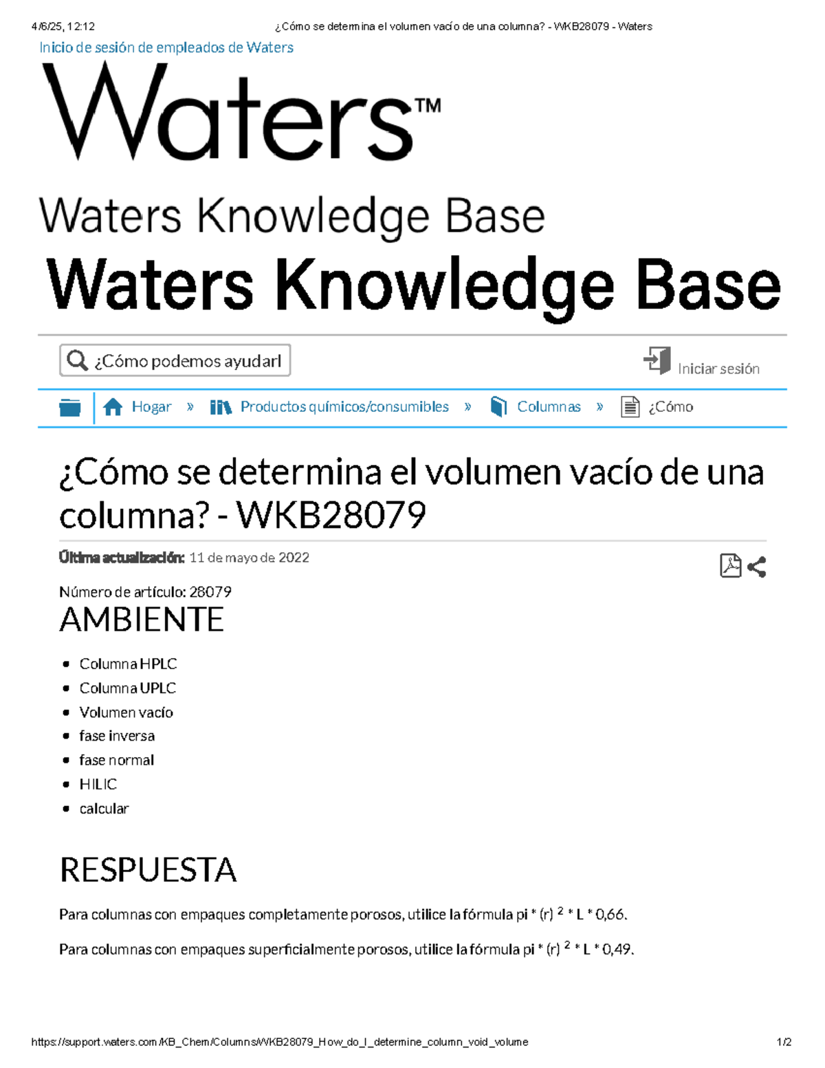 Cómo se determina el volumen vacío de una columna? WKB28079 - Studocu