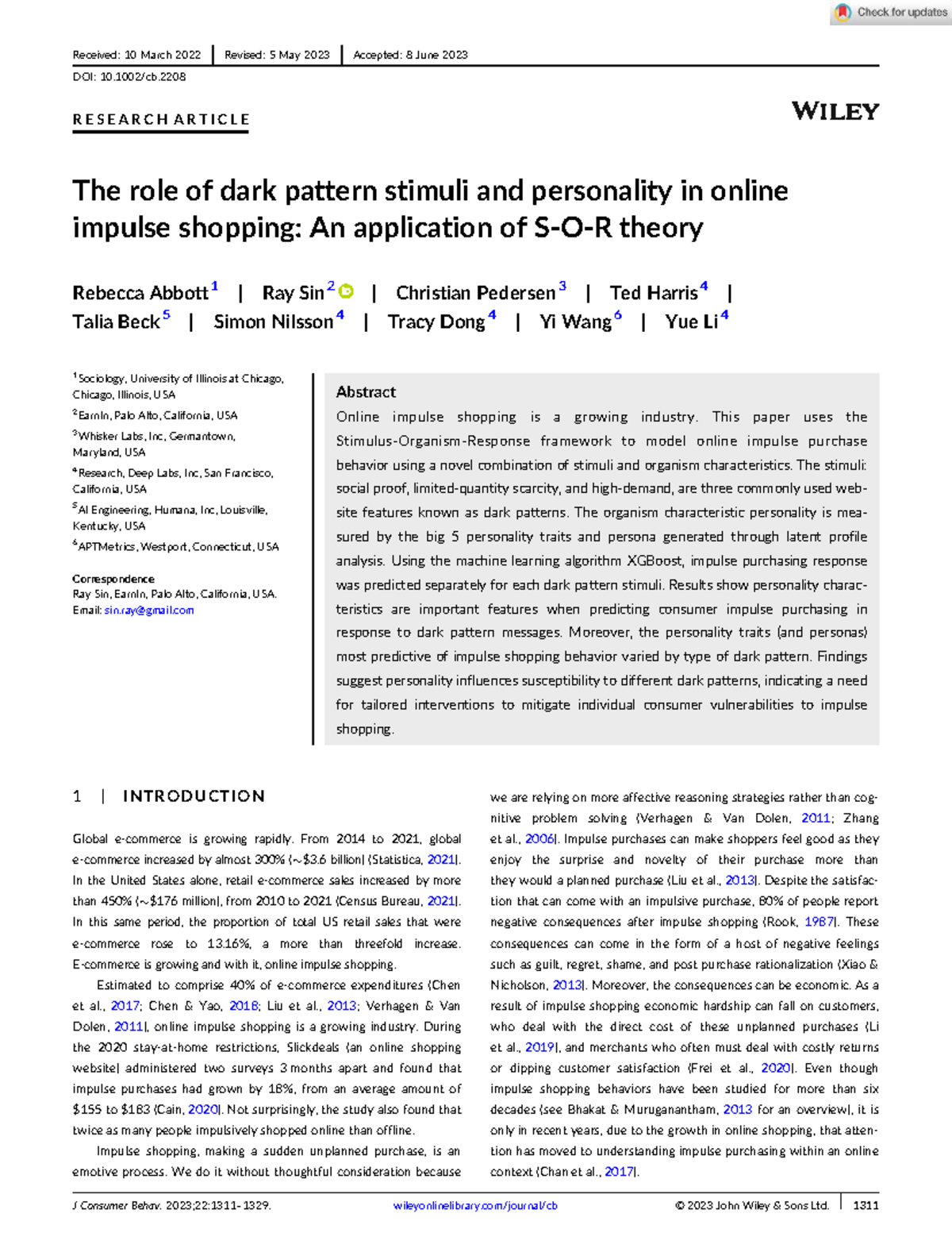 The Role of Dark Patterns and Personality in Online Impulse Shopping: A ...