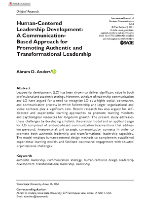 Communicating Leadership: Transformational & Discursive Insights (COMM ...