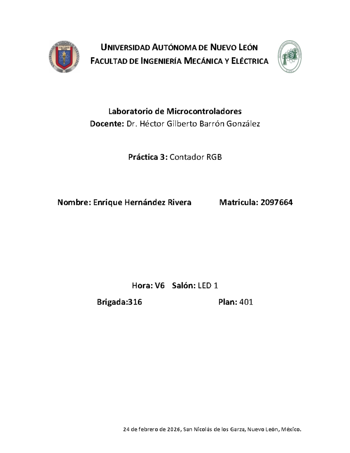 P3 Lab: Contador RGB - Microcontroladores (2097664) - Studocu