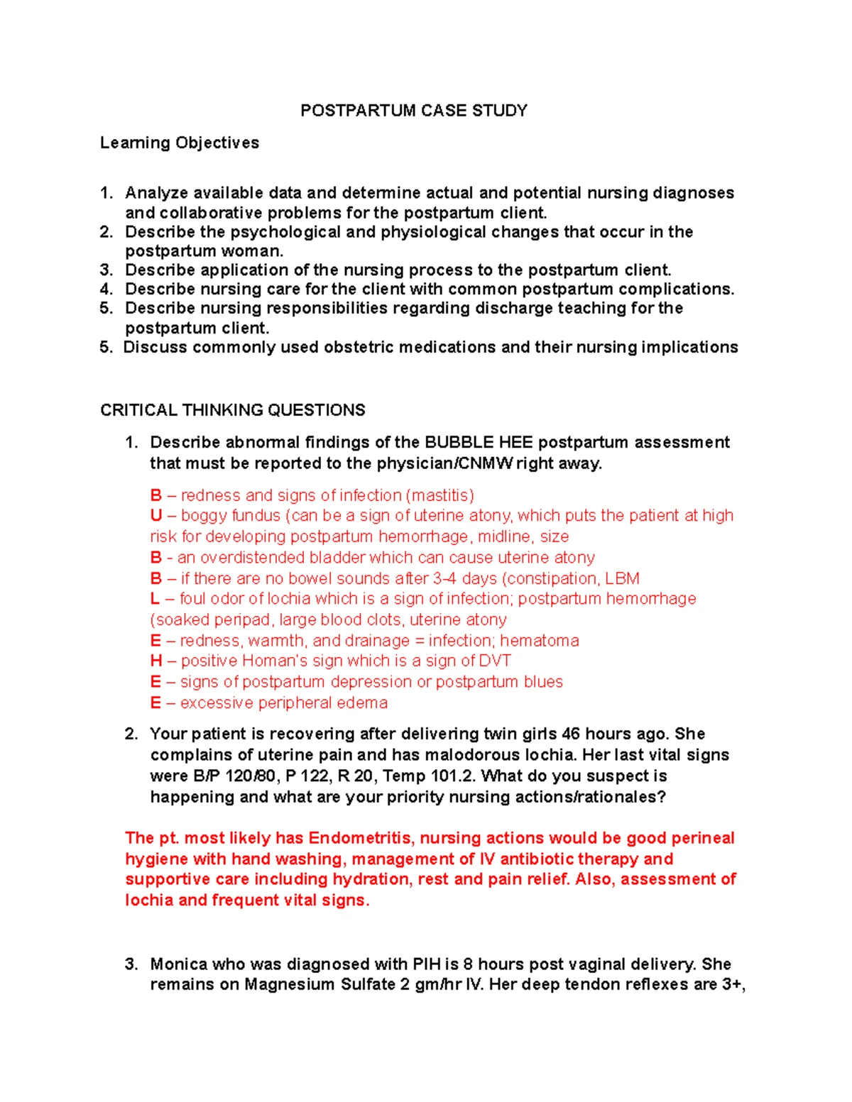 Labor and Delivery Case study - A 28-year-old primigravida at 41 weeks ...