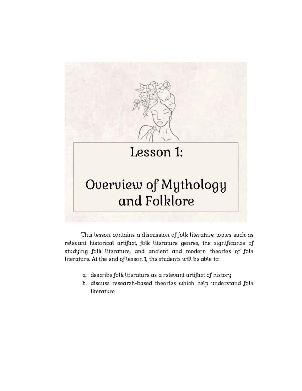 Mythology and Folklore Lesson 1: Overview and Key Concepts - Studocu