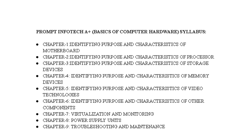 A+ Notes: Computer Hardware Basics Syllabus and Key Components - Studocu