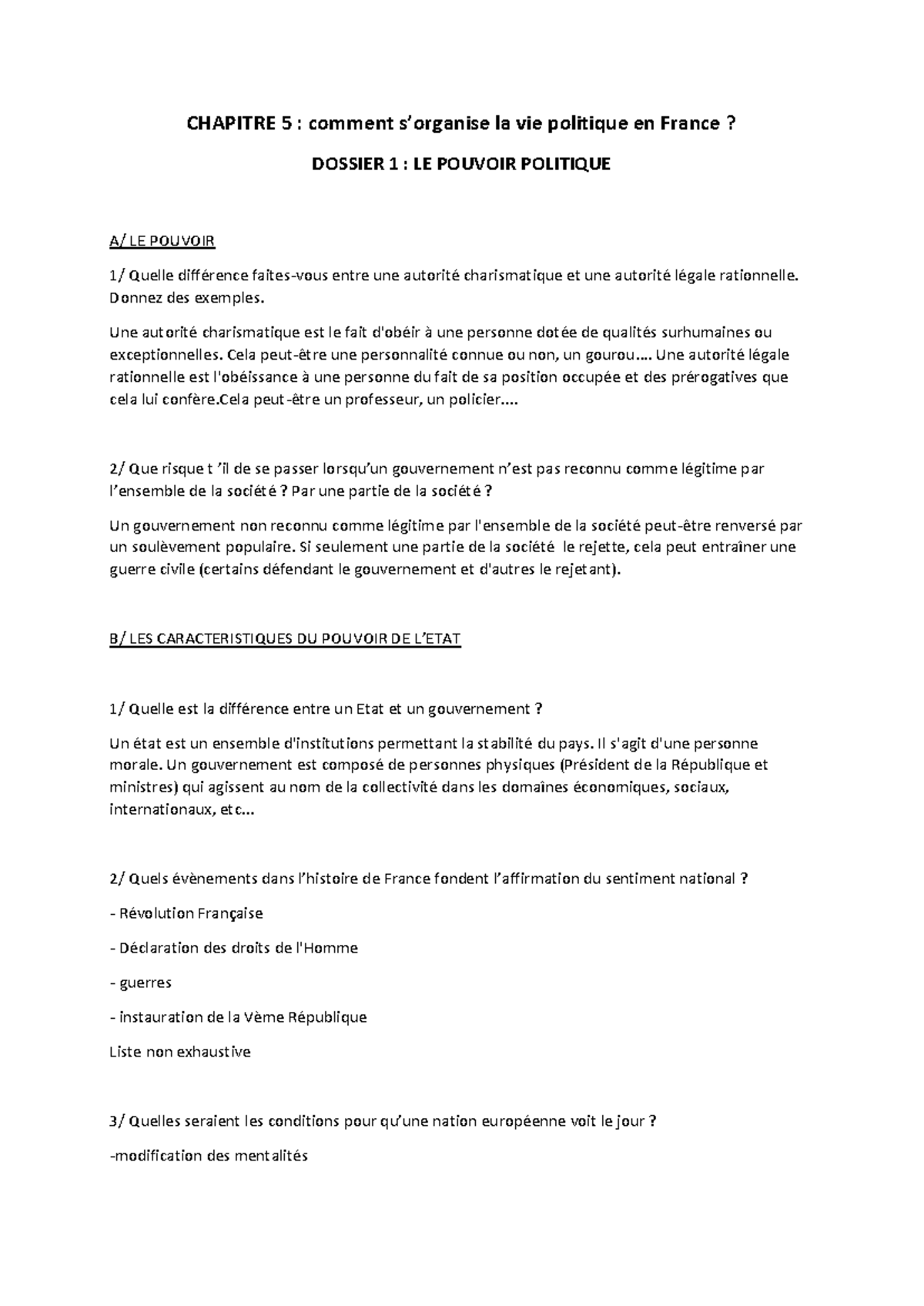 SES - Cours sur les Partis Politiques et la Vie Politique en France - Studocu