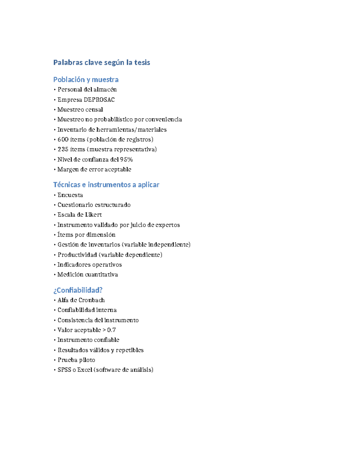 Palabras clave tesis Tania - Palabras clave según la tesis Población y ...