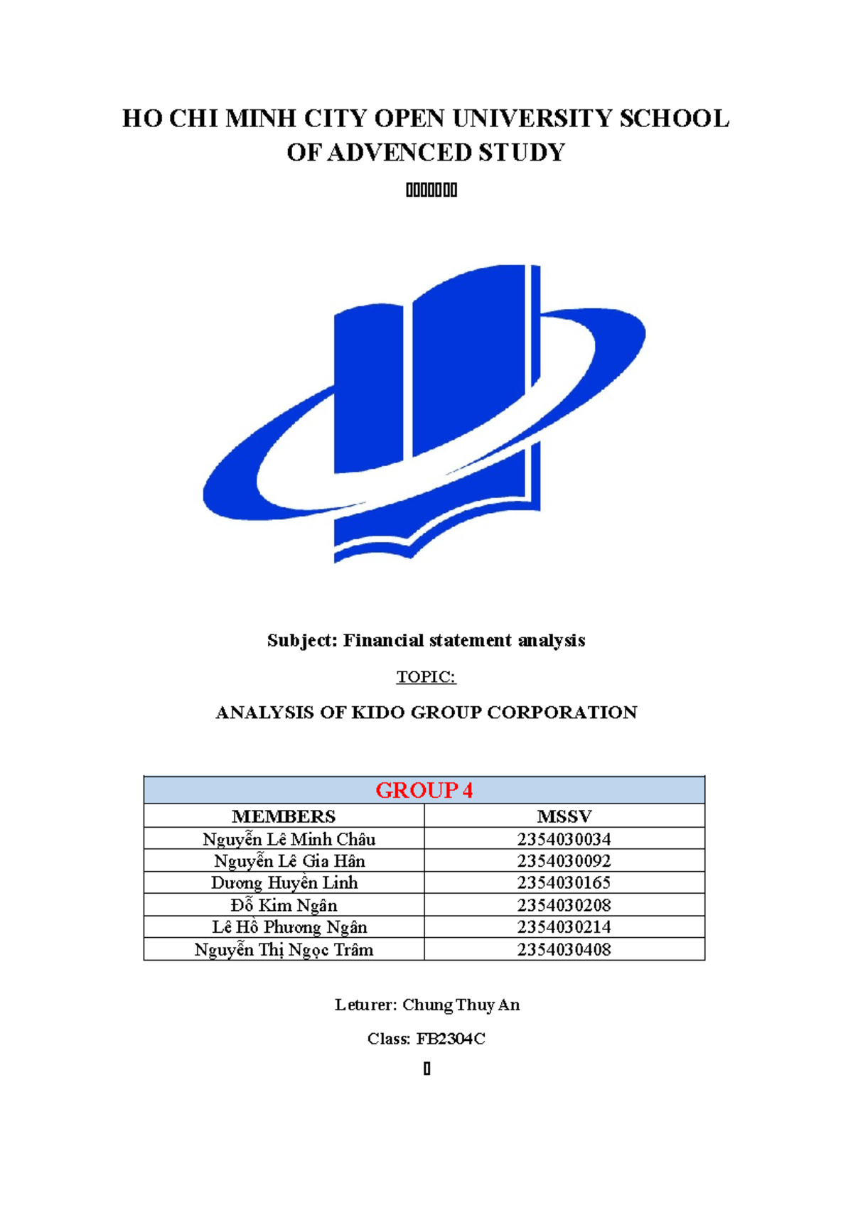 Financial Statement Analysis of KIDO Group Corporation (FB2304C) - Studocu