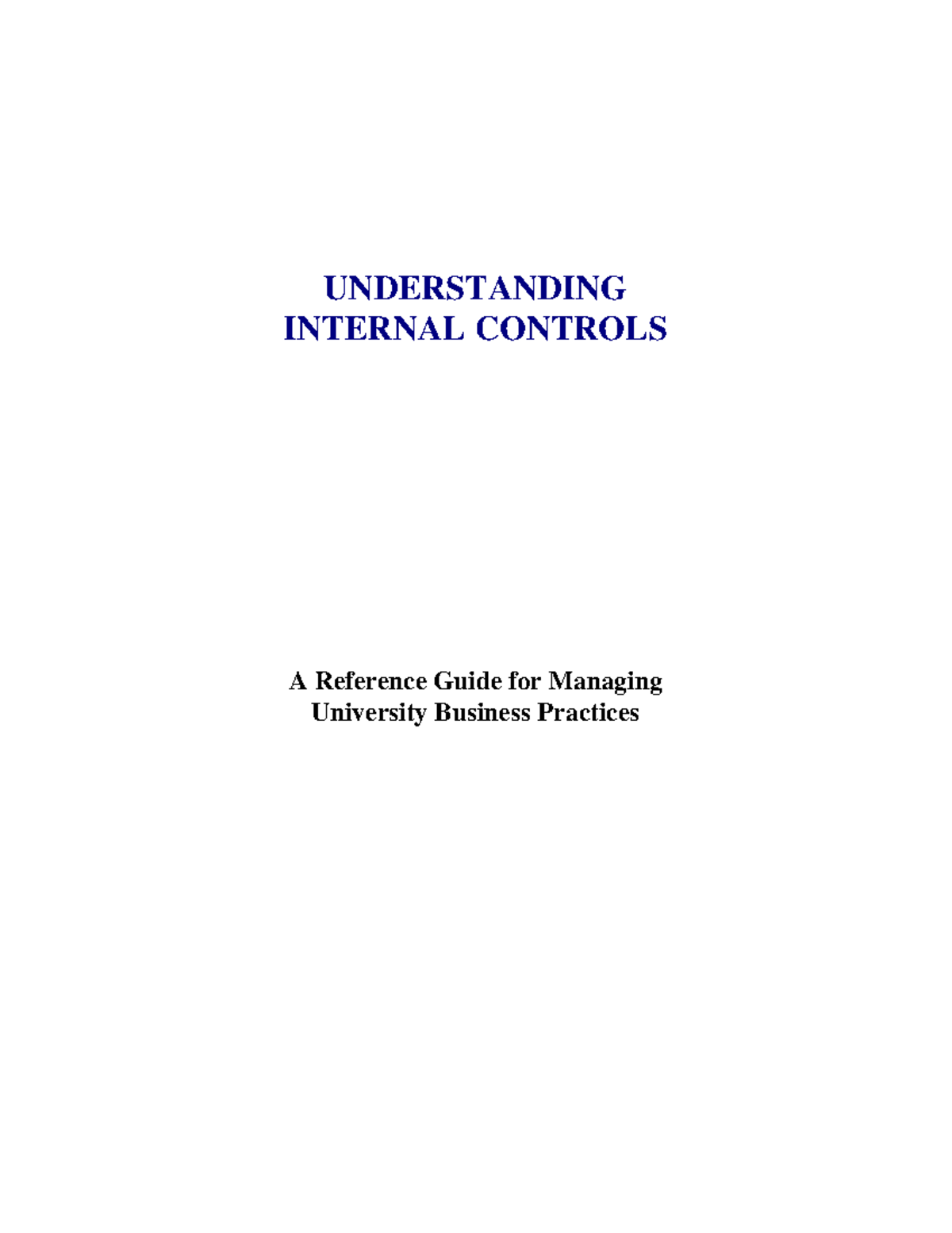 Understanding Internal Controls - UNDERSTANDING INTERNAL CONTROLS A ...