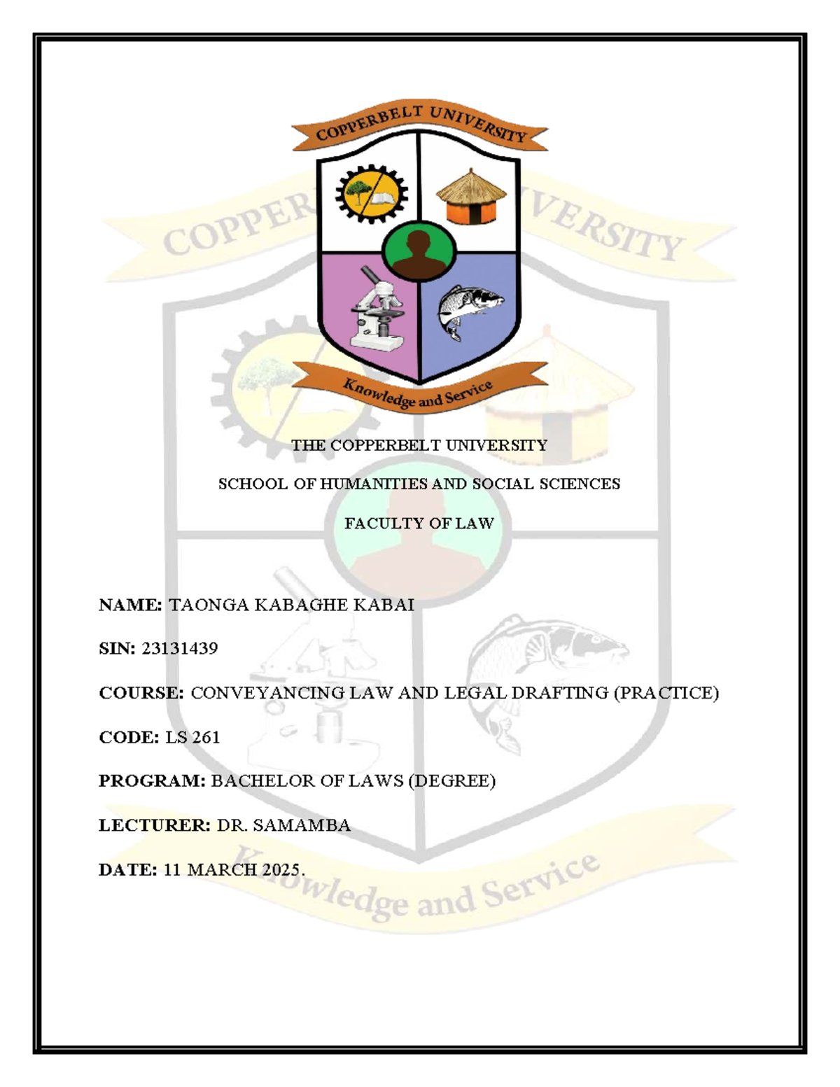 LS 261 Conveyancing Law & Legal Drafting: Case Analysis and Issues ...