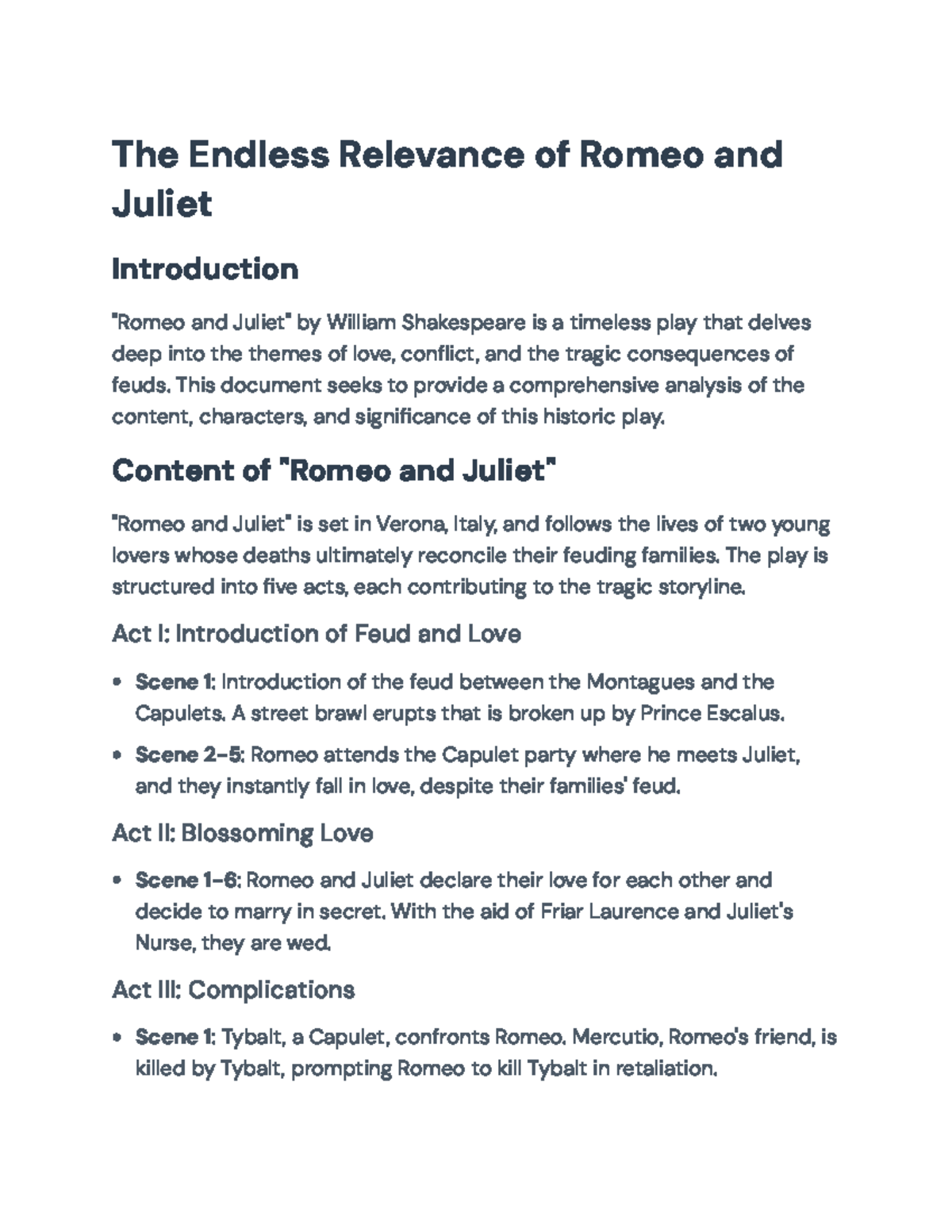 Analysis of Shakespeare's "Romeo and Juliet": Themes & Characters - The ...