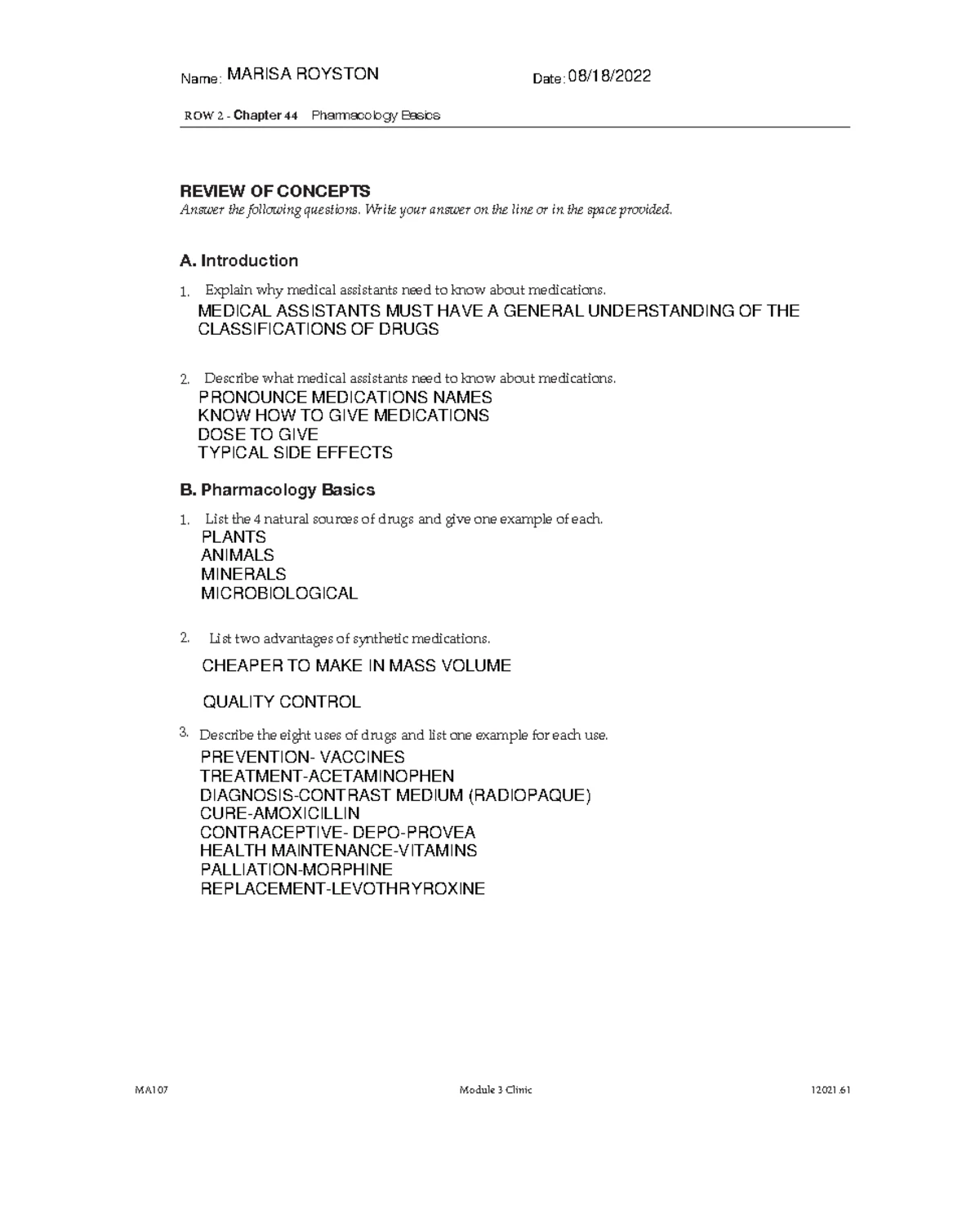 Finished MA115 ROW 2 Chapter 29 - ROW 2 - Chapter 2 9 Procedural Coding Basics MA115 Module 5 ...