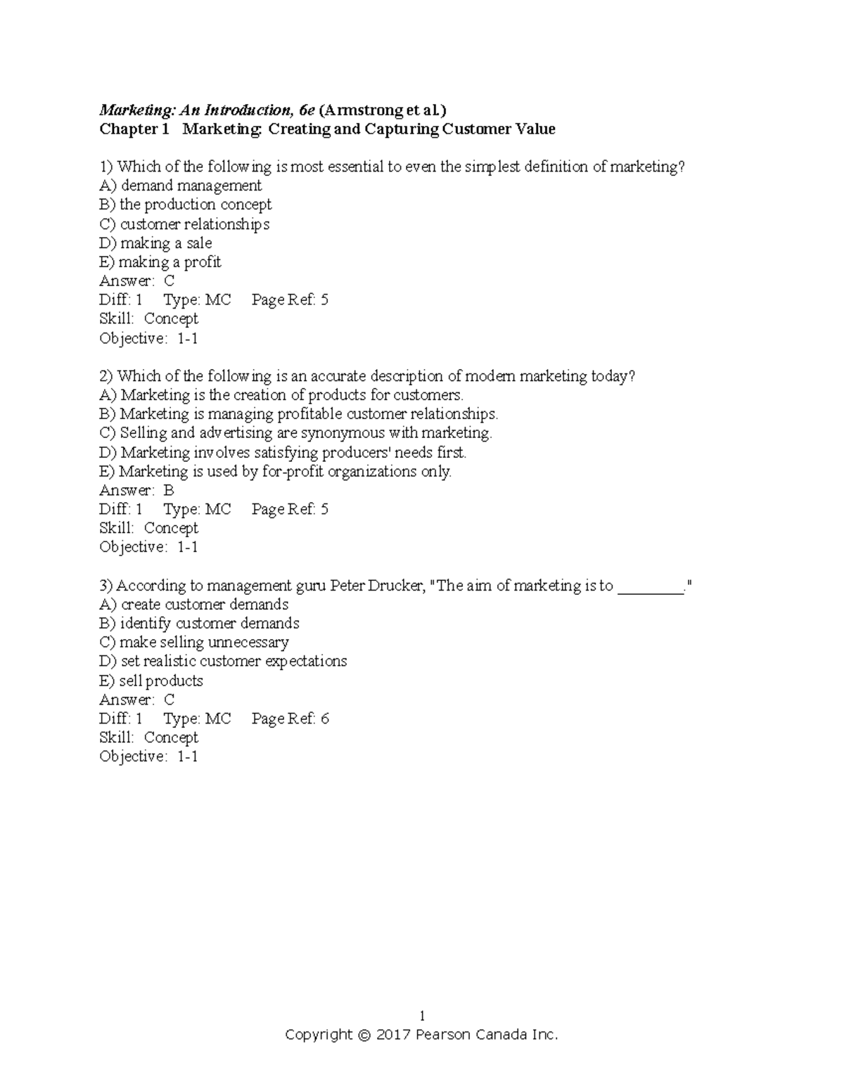 Intro to Marketing Test Bank Chapter 1 - Marketing: An Introduction, 6e ...