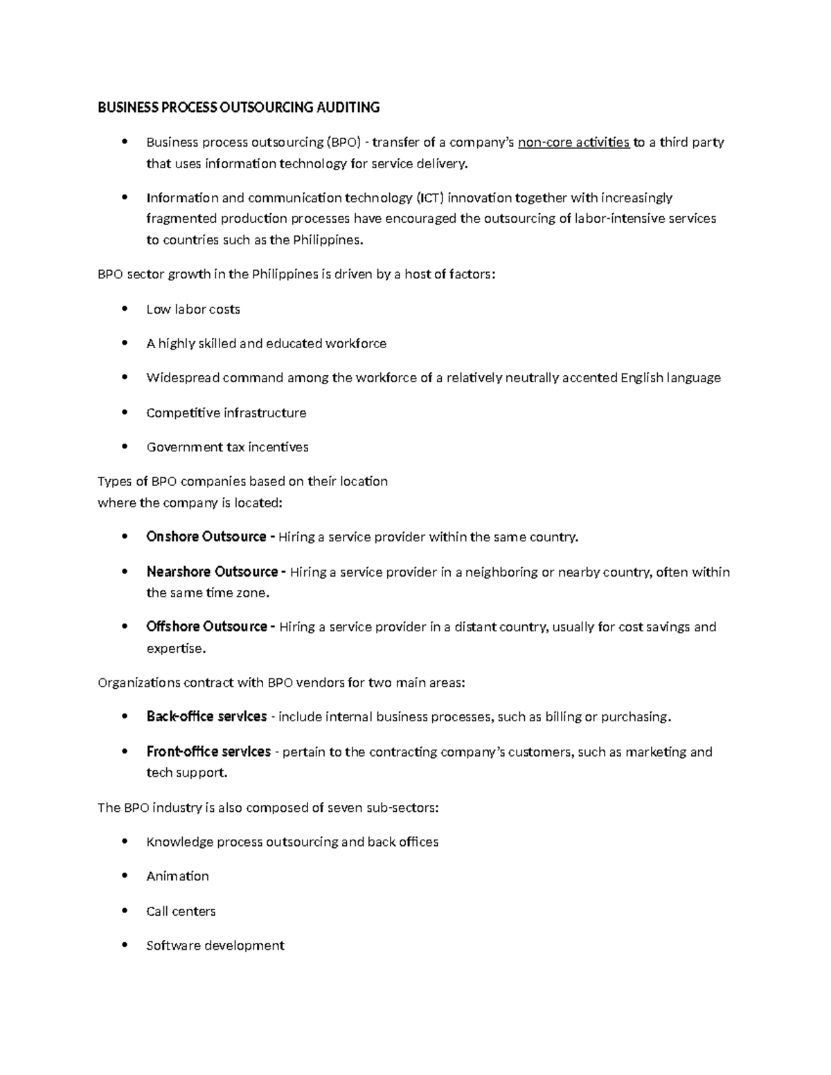 BPO - business process outsourcing auditing - BUSINESS PROCESS ...