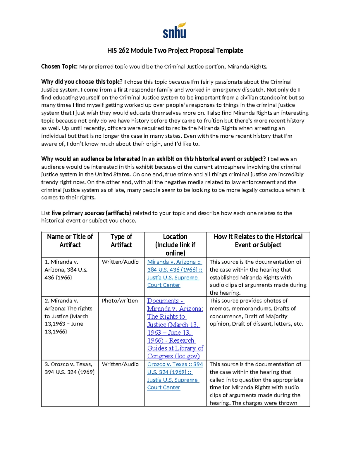 HIS 262 Module Five Annotated Sources on Miranda Rights - Studocu