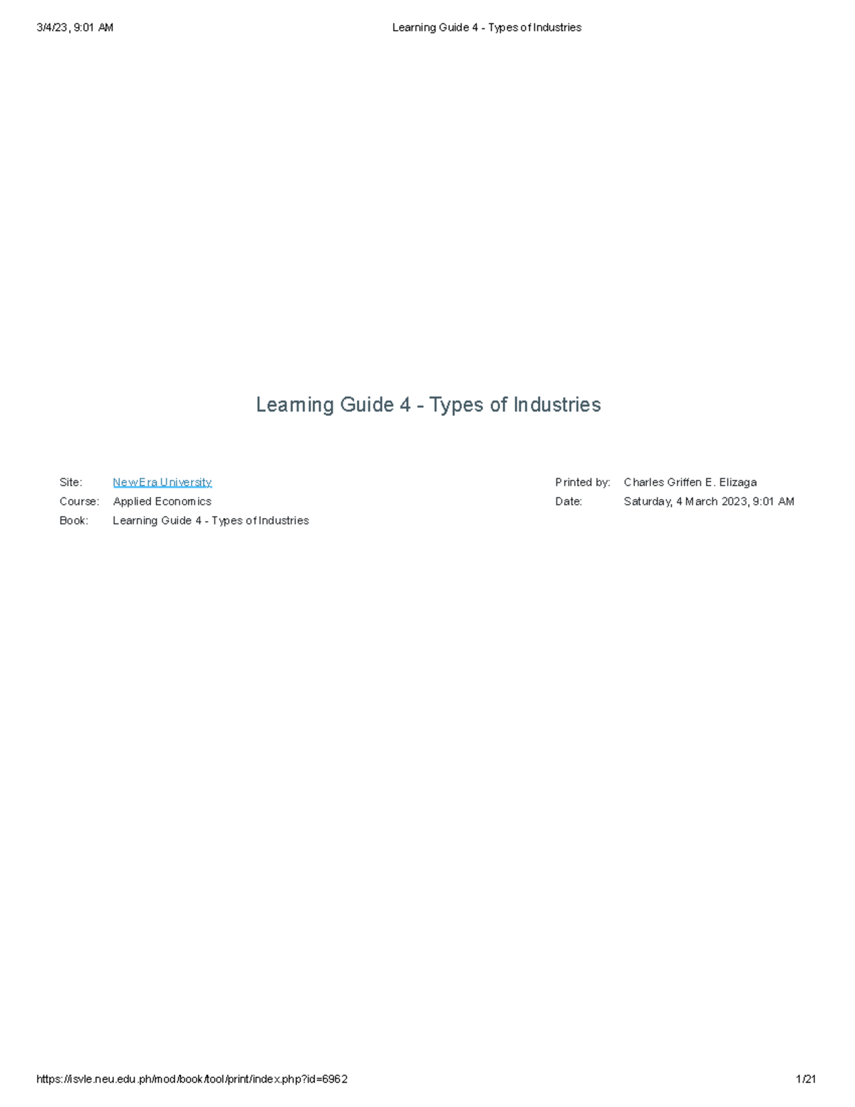 Learning Guide 4: Types of Industries in Applied Economics - Studocu