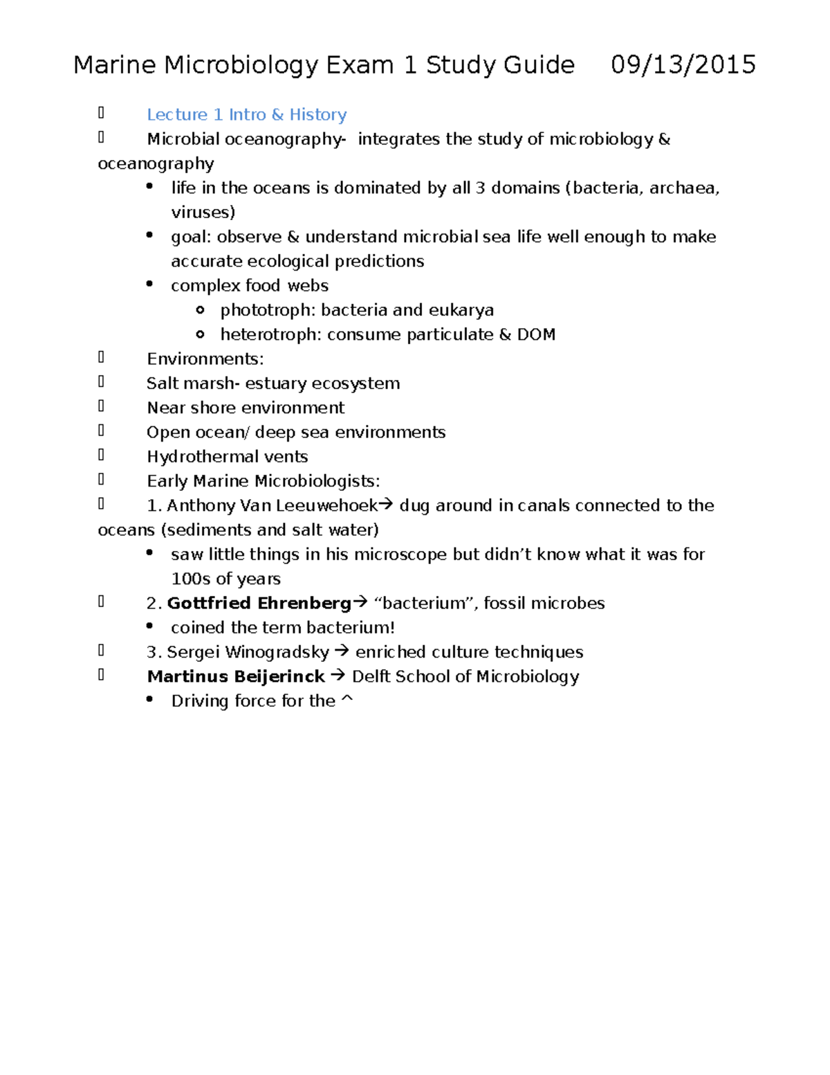 Marine Exam 1 Study Guide - Food Microbiology - Marine Microbiology ...