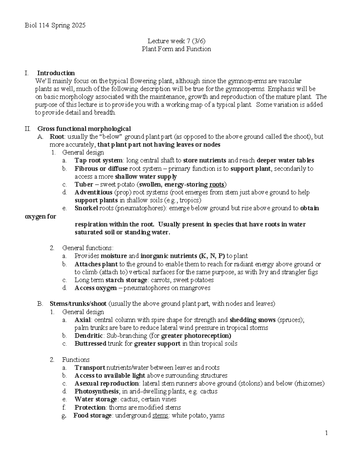Plant Biology 114: Growth, Structure, and Function of Plants - Biol 114 ...