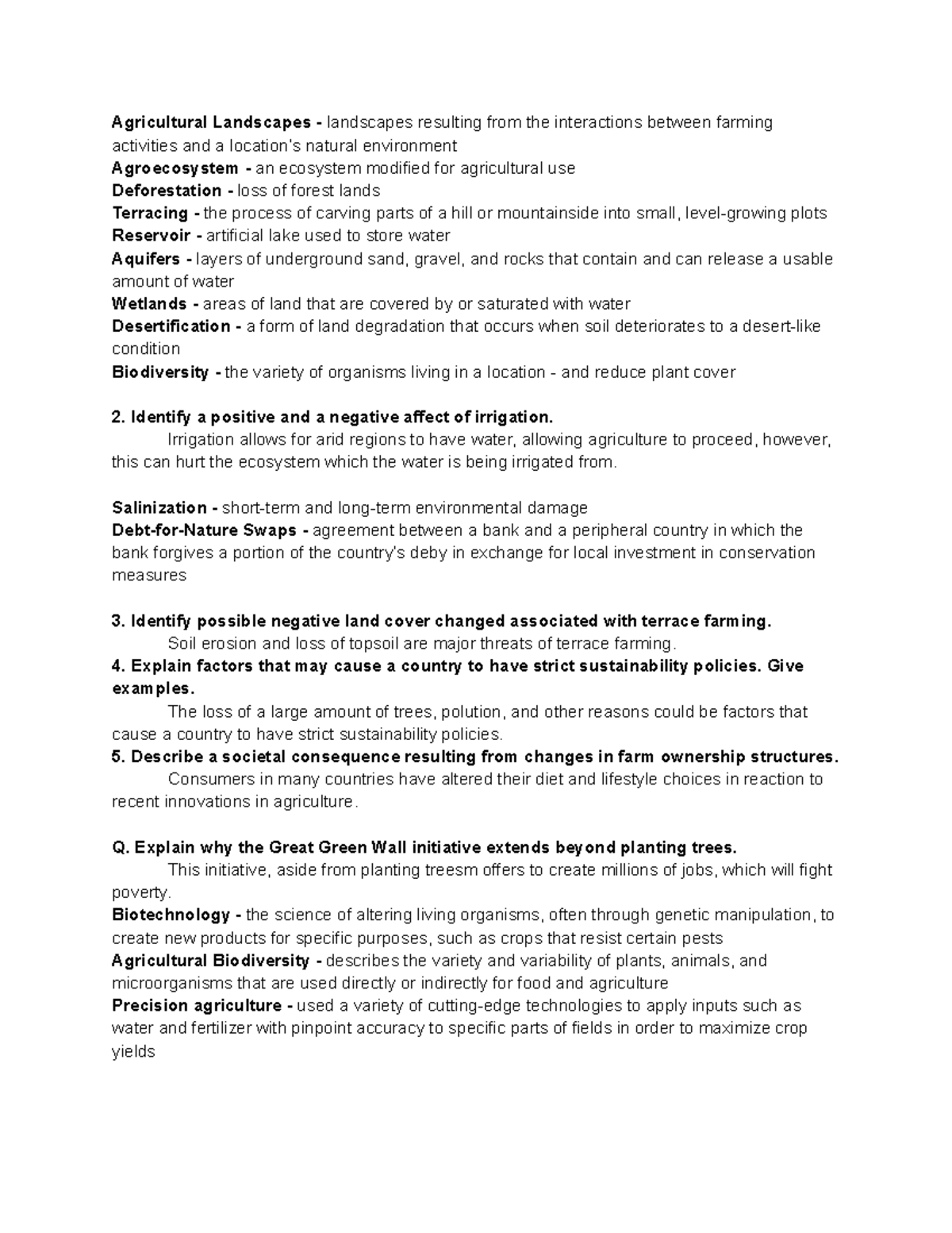 Chapter 14: Agricultural Landscapes and Sustainability - AP Human ...