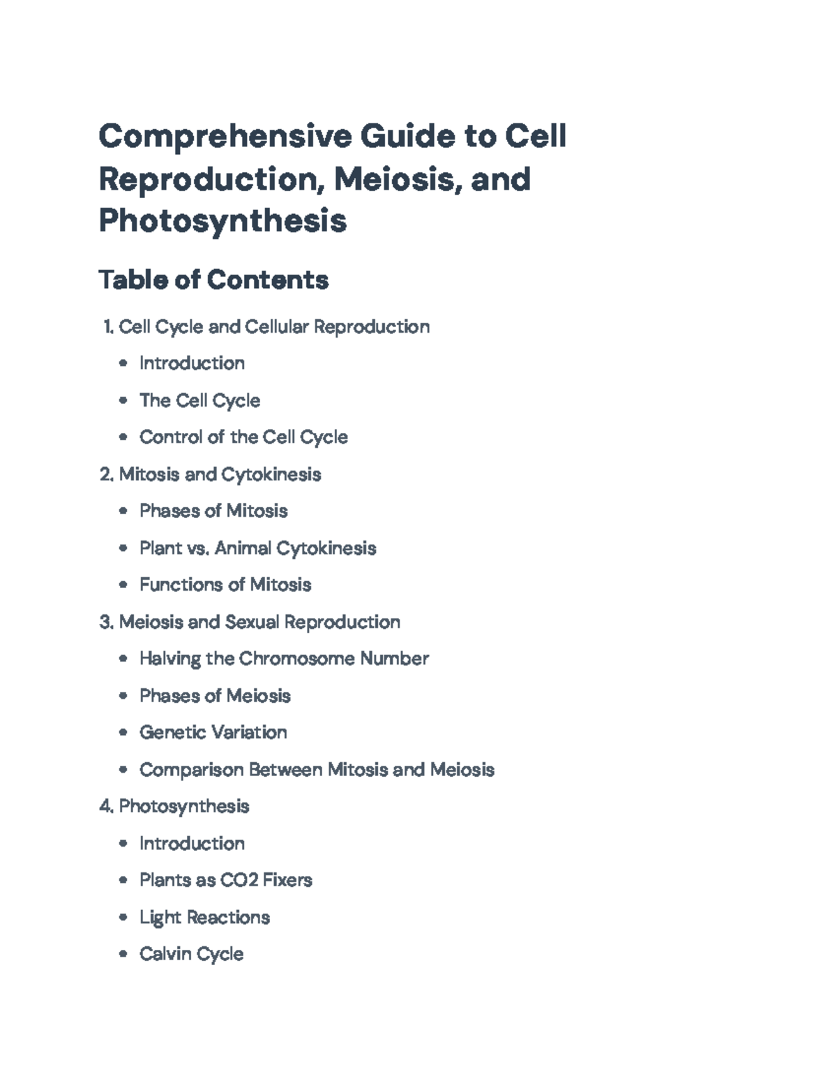 Comprehensive Guide to Cell Reproduction and Photosynthesis (Bio101 ...