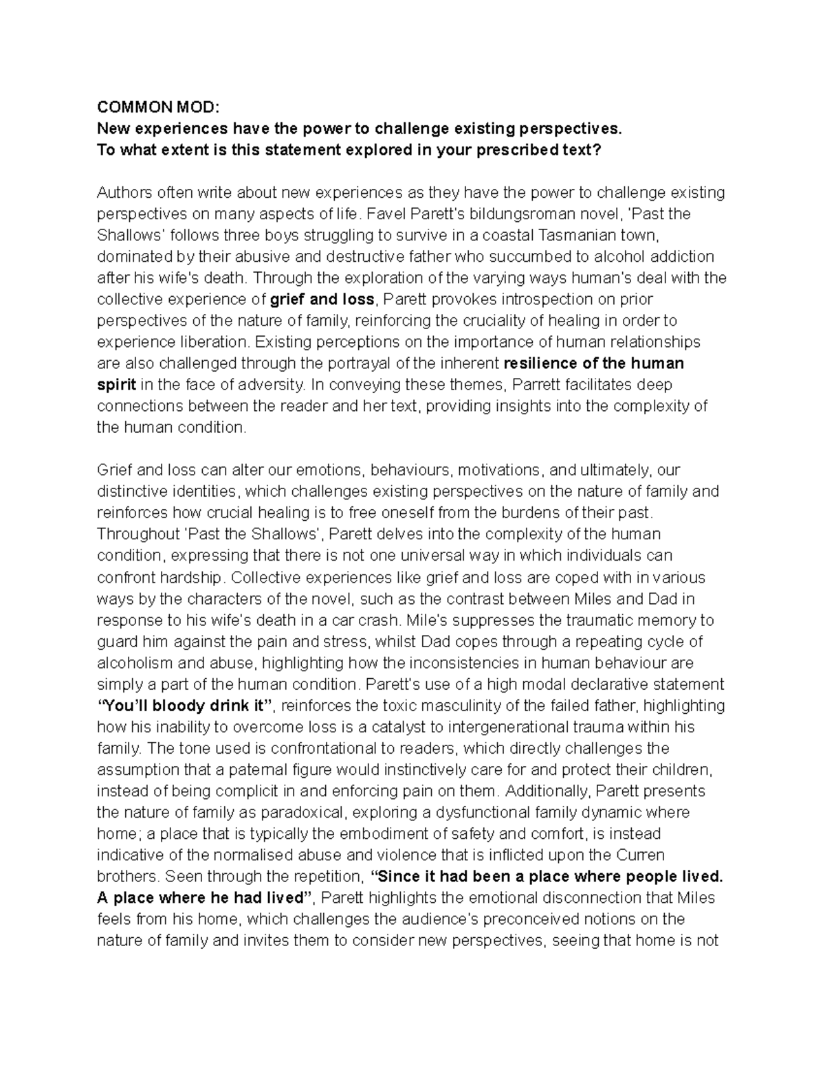 Yr12 English Standard Essays - Past the Shallows and Asian Poetry ...
